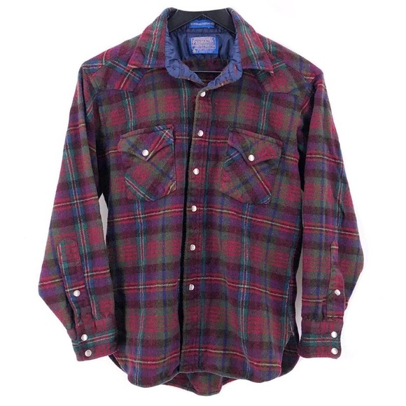 Pendleton | Shirts | Pendleton Plaid Wool Western Shirt 8s 980s Vintage ...
